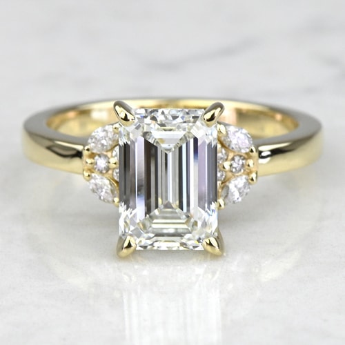 Custom 2 Carat Lab Created Cushion Diamond 3 Stone Engagement Ring