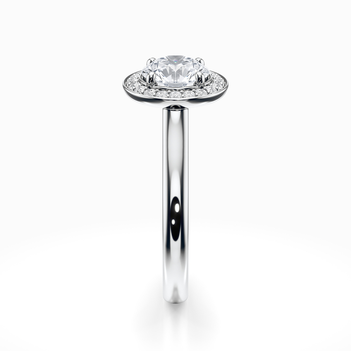 Halo Diamond Engagement Ring With Pave Setting