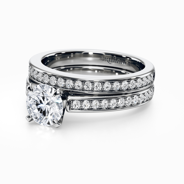 Cathedral Pave Set Diamond Bridal Set In Platinum