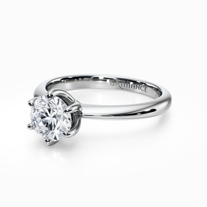 Classic Platinum Six Prong Solitaire Engagement Ring Setting