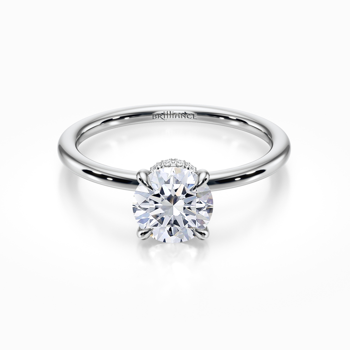 Engagement Ring with Diamond Collar in Platinum