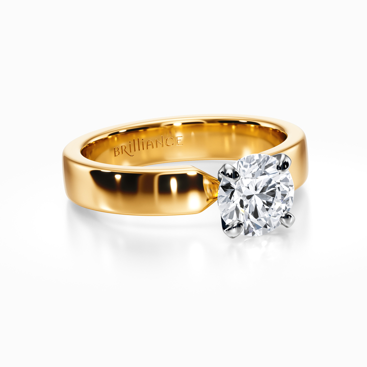 4mm Wide Diamond Engagement Ring In Yellow Gold