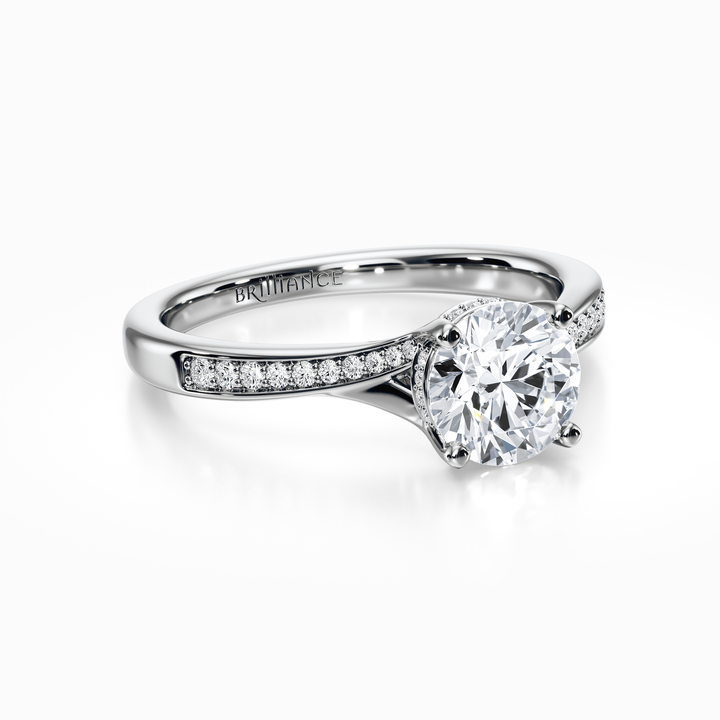 Platinum Split Shank Pave Diamond Ring Setting