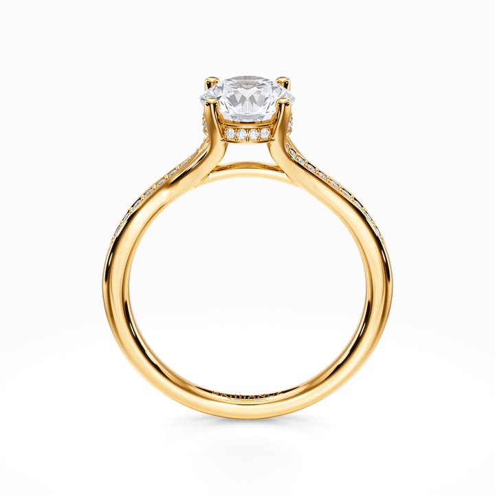 Split Shank Pave Diamond Ring Setting In Classic Gold