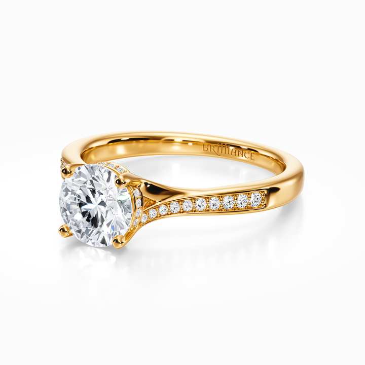 Split Shank Pave Diamond Ring Setting In Classic Gold