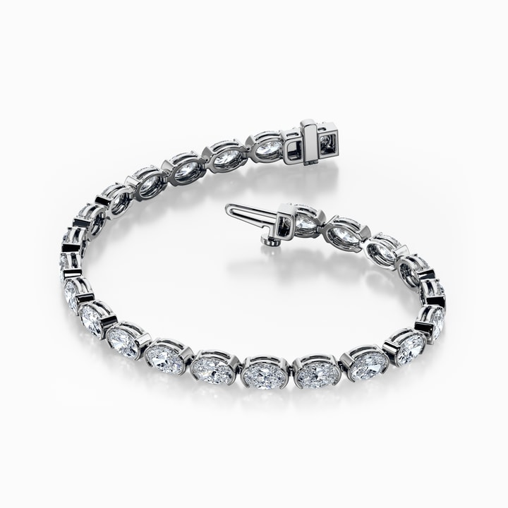 Half Bezel Oval Lab Diamond Bracelet in White Gold (13.00 carat)