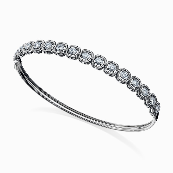 Modern Round Lab Diamond Bangle in White Gold (2.25 Carat)