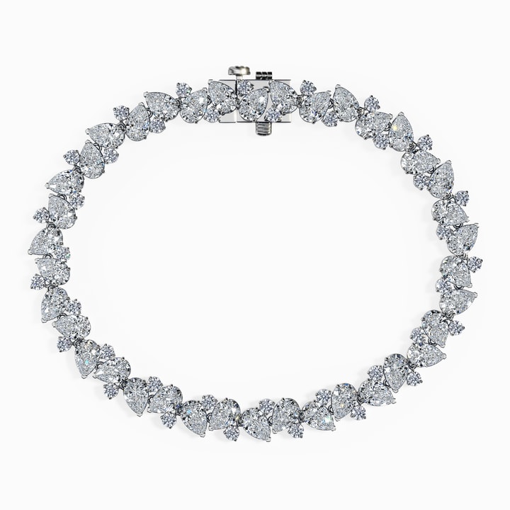 Pear and Round Lab Diamond Bracelet in White Gold (12.00 carat)