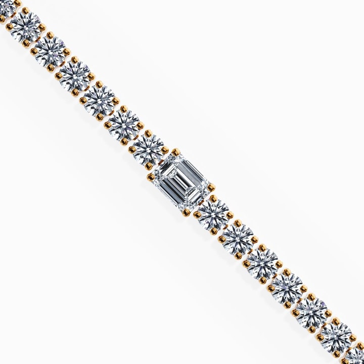 Round and Emerald Lab Diamond Bracelet in Yellow Gold (3.00 Carat)