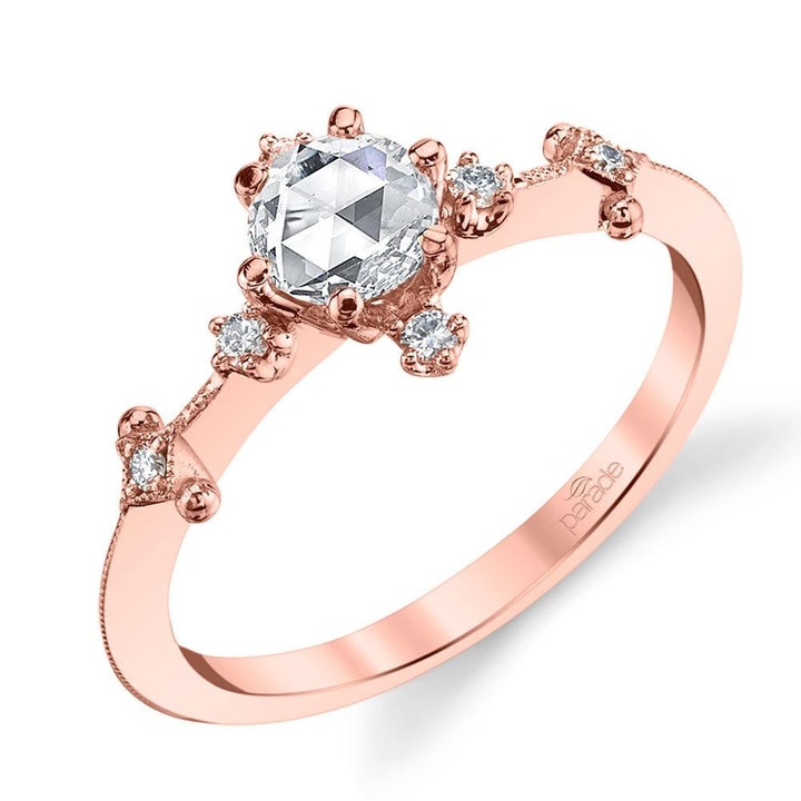Rose Cut Diamond Engagement Ring In Rose Gold