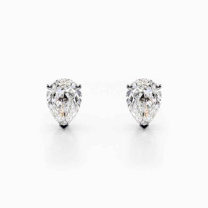 1 Carat Lab Grown Pear Diamond Studs in White Gold