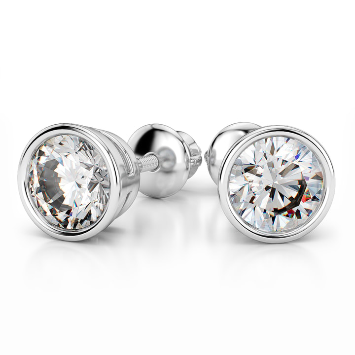 Bezel Diamond Earring Settings In Platinum
