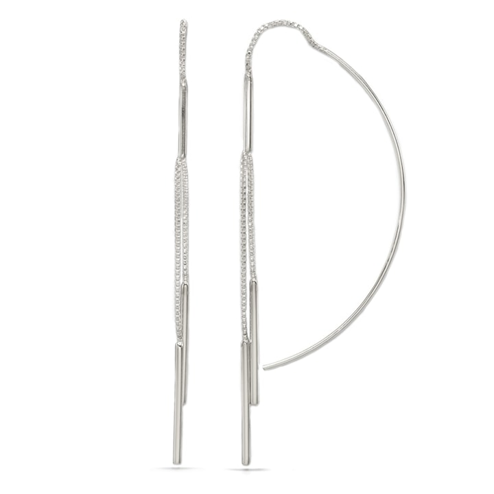 Elegant Double Threader Bar Earrings In Silver