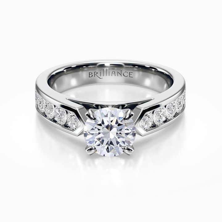 Channel Set Round Diamond Ring Setting In White Gold