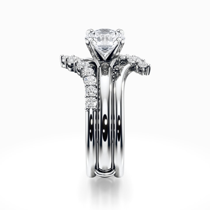 Asymmetrical Bridal Wedding Ring Enhancer Set In White Gold