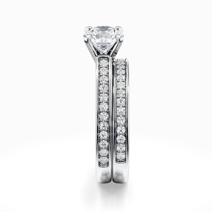 Cathedral Pave Set Diamond Bridal Set In White Gold
