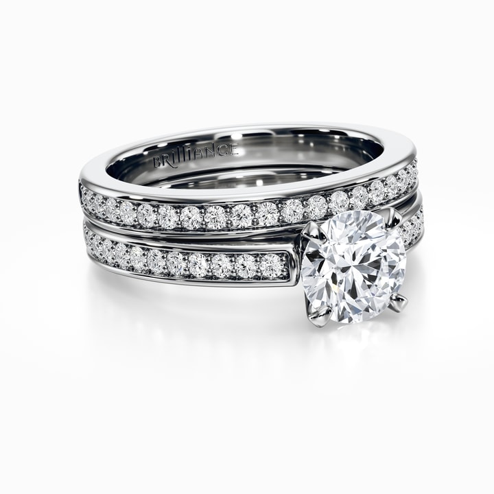 Cathedral Pave Set Diamond Bridal Set In White Gold