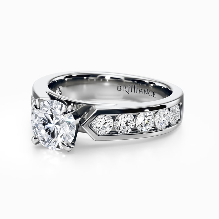 Channel Set Engagement Ring Setting In White Gold