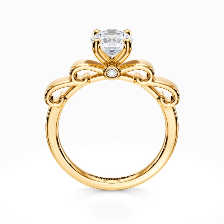 Gold Bow Solitaire Ribbon Style Engagement Ring