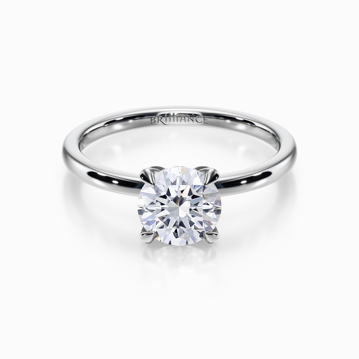 Diamond Petal Prong Engagement Ring In White Gold