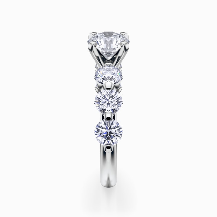 Engagement Ring with Floating Diamonds in White Gold
