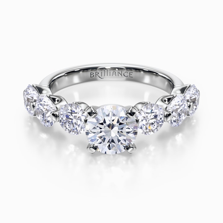 Engagement Ring with Floating Diamonds in White Gold