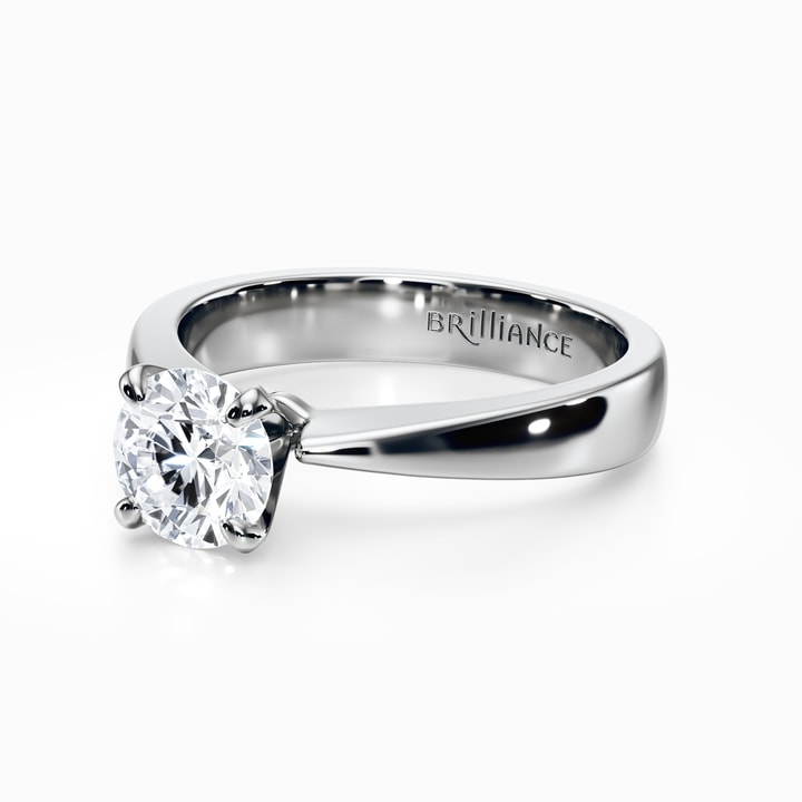 Tapered Platinum Solitaire Engagement Ring Setting