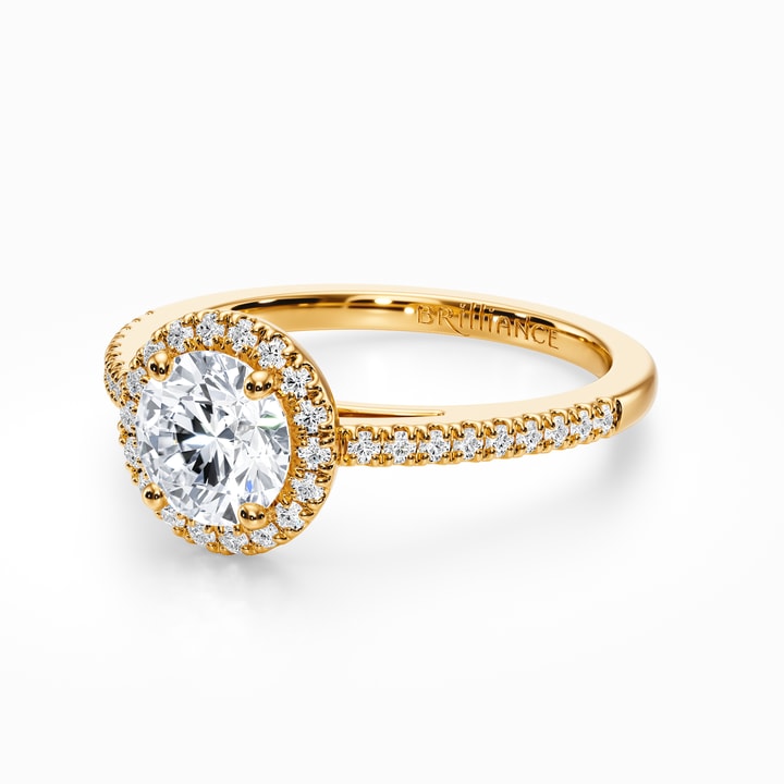 Floating Diamond Engagement Ring Setting In Yellow Gold