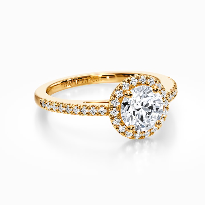 Floating Diamond Engagement Ring Setting In Yellow Gold