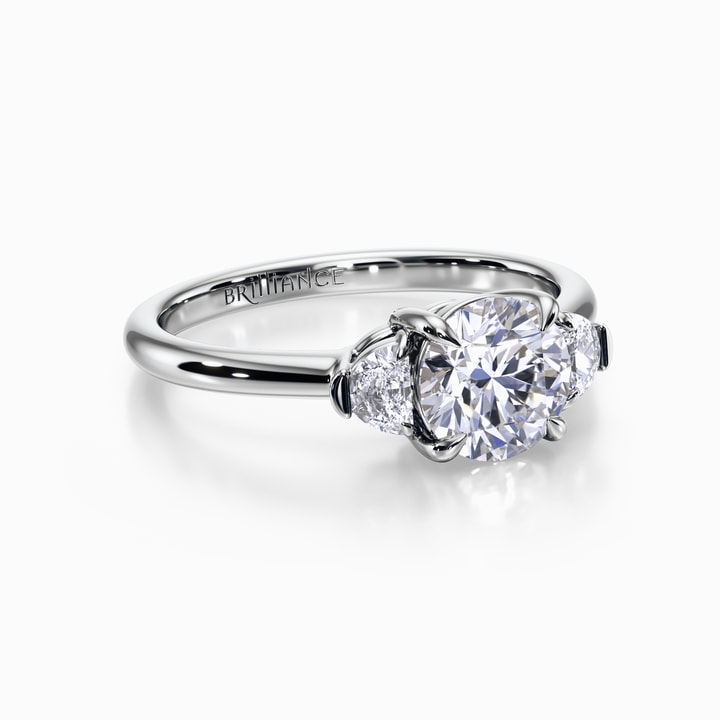 Half Moon Diamond Engagement Ring in White Gold (0.32 Carat)