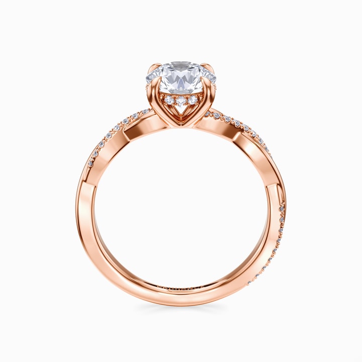 Hidden Halo Twisted Diamond Engagement Ring in Rose Gold