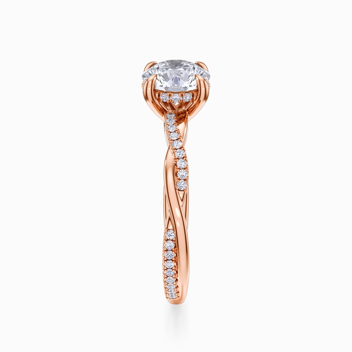 Hidden Halo Twisted Diamond Engagement Ring in Rose Gold