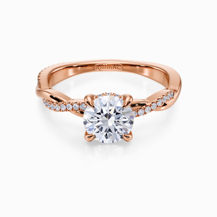 Hidden Halo Twisted Diamond Engagement Ring in Rose Gold