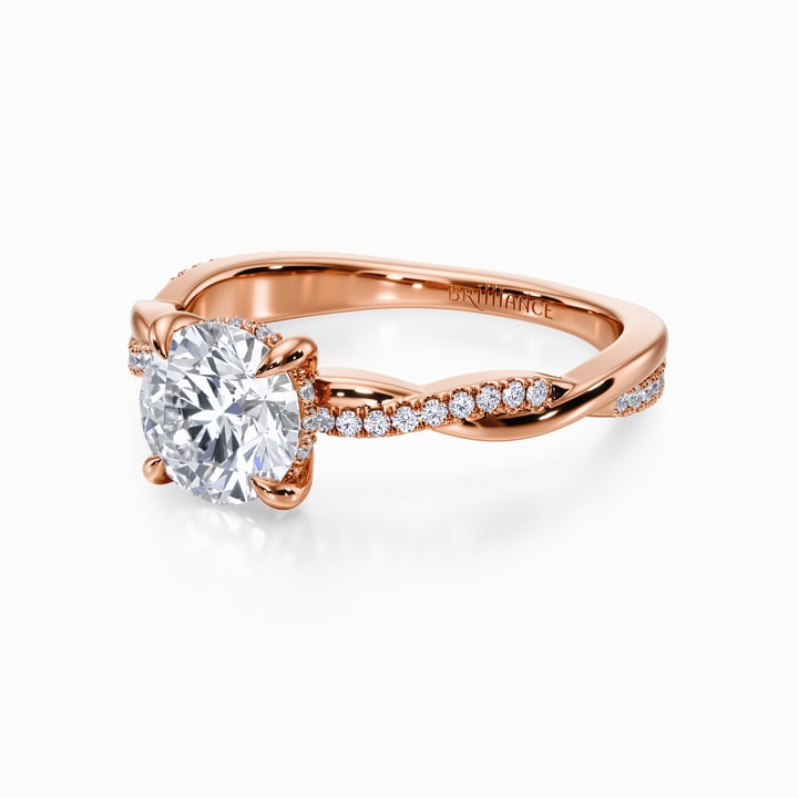 Hidden Halo Twisted Diamond Engagement Ring in Rose Gold