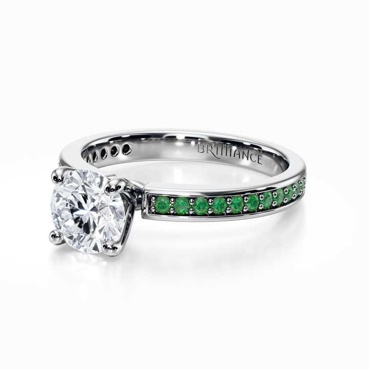 Emerald Pave Engagement Ring Setting In White Gold