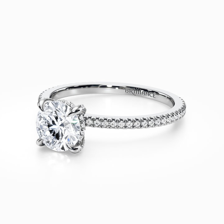 Petite Diamonds on Prongs Engagement Ring in White Gold