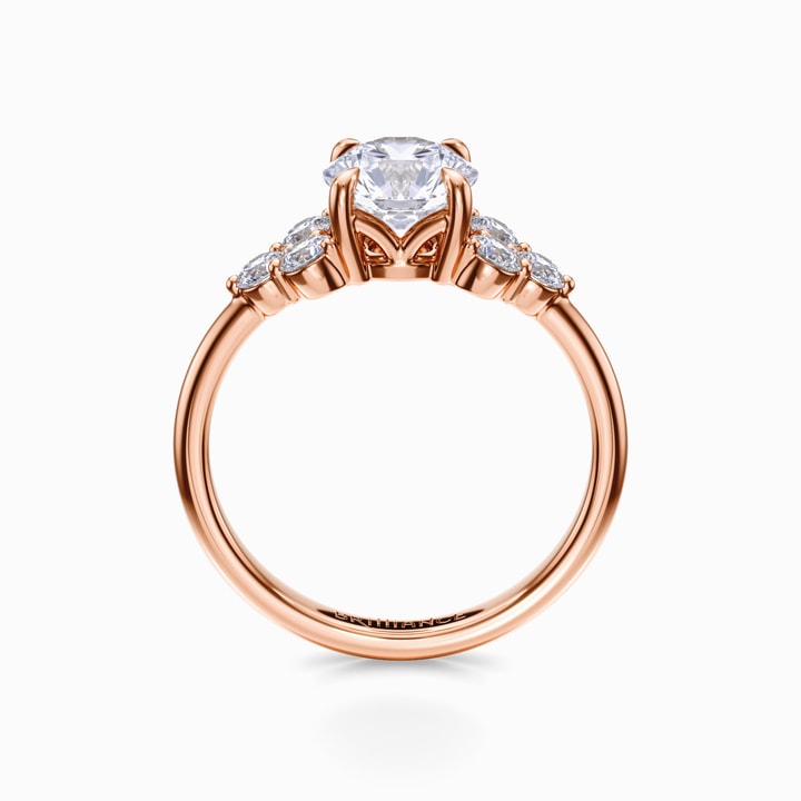 Round Diamond Cluster Engagement Ring in Rose Gold