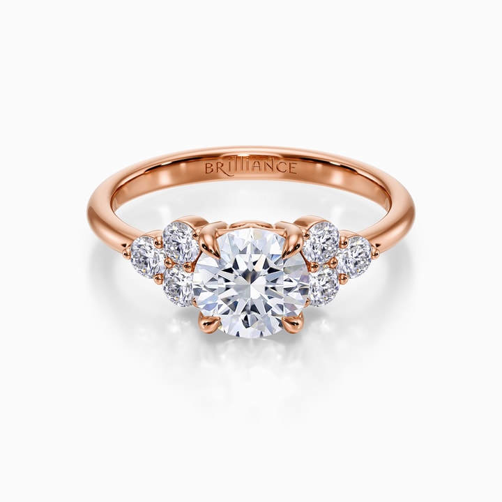 Round Diamond Cluster Engagement Ring in Rose Gold