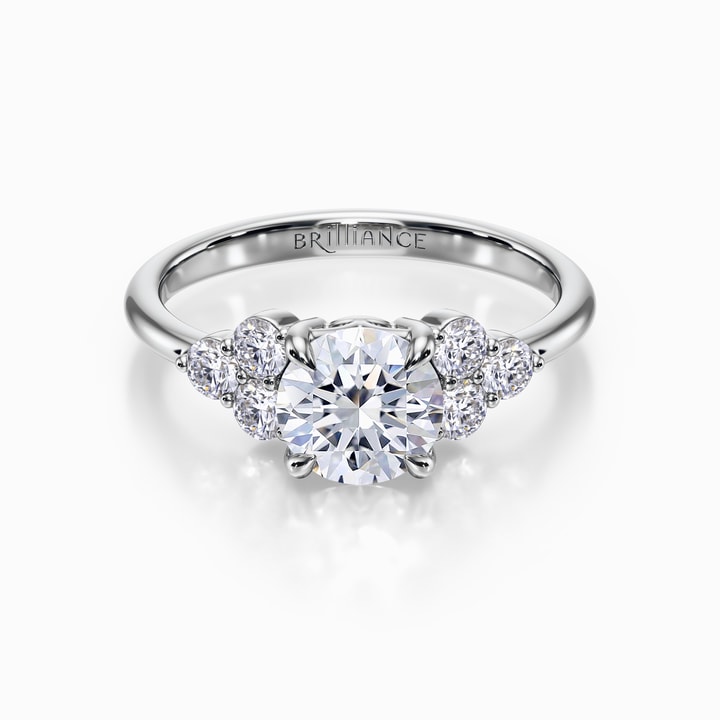 Round Diamond Cluster Engagement Ring in White Gold