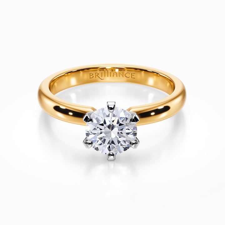 Six-Prong Solitaire Engagement Ring in Yellow Gold