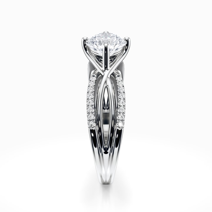 Twisted Split Shank Diamond Engagement Ring in White Gold