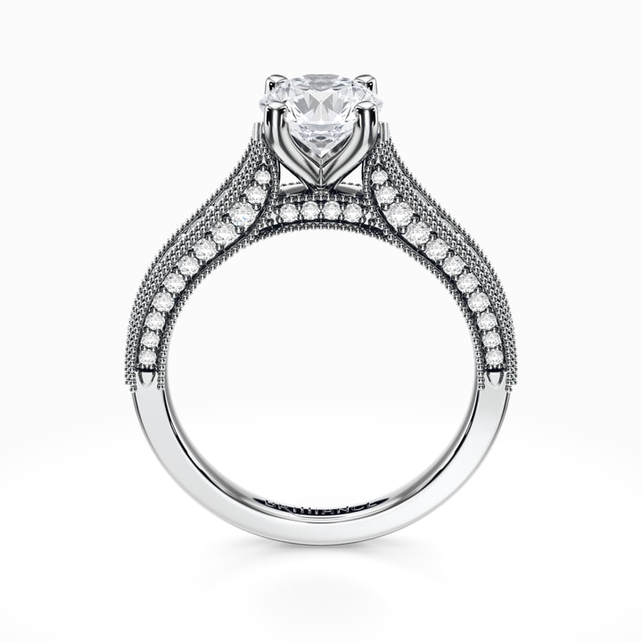 Milgrain Engagement Ring In White Gold