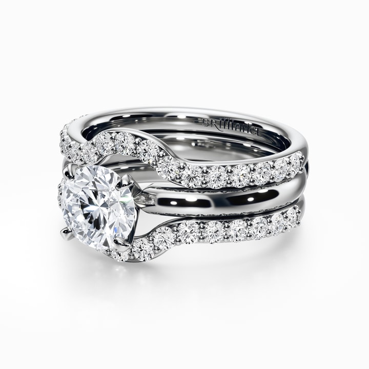 Round Cut Diamond Bridal Set | White Gold Ring Enhancer