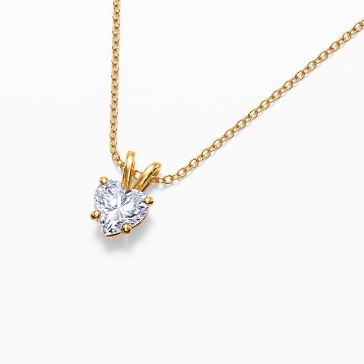 1/2 Carat Lab Grown Heart Pendant in Yellow Gold
