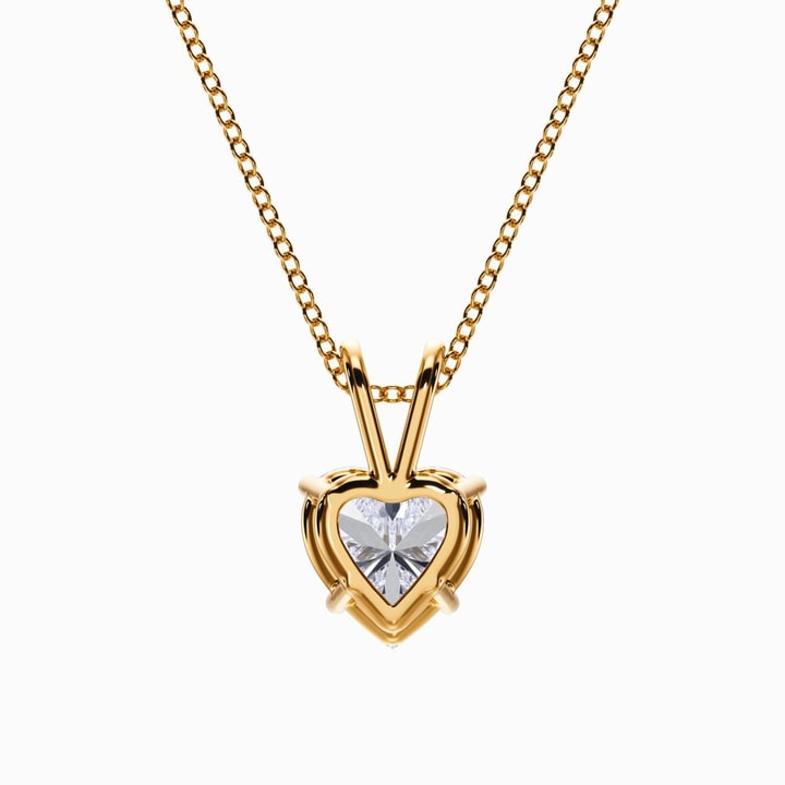 1.50 Carat Lab Grown Heart Pendant in Yellow Gold