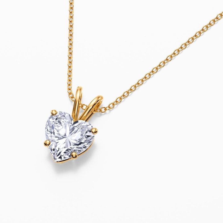 1.50 Carat Lab Grown Heart Pendant in Yellow Gold