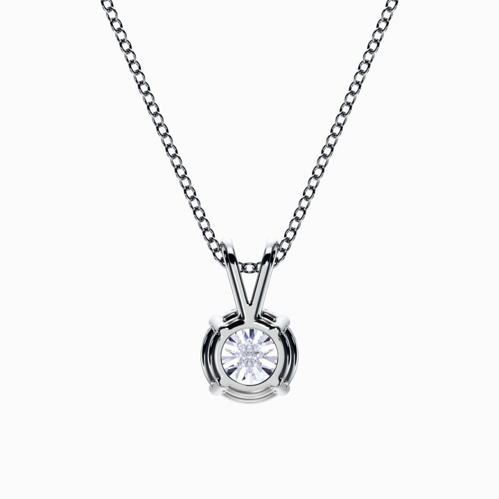 Round Lab Diamond Pendant in White Gold (1 Carat)