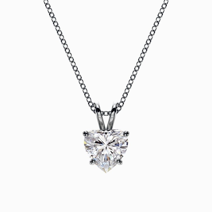 1 Carat Lab Grown Heart Pendant in White Gold