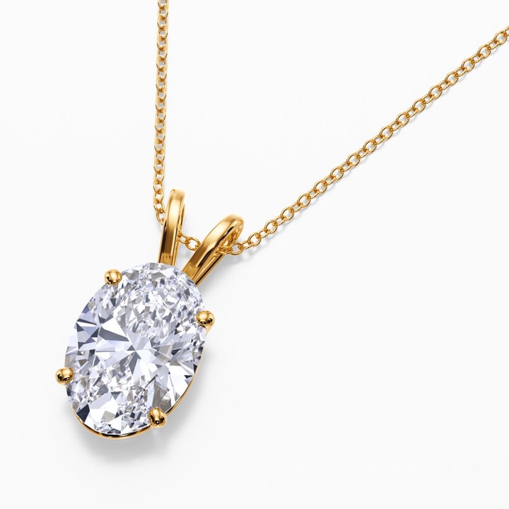 3 Carat Lab Diamond Oval Pendant in Yellow Gold
