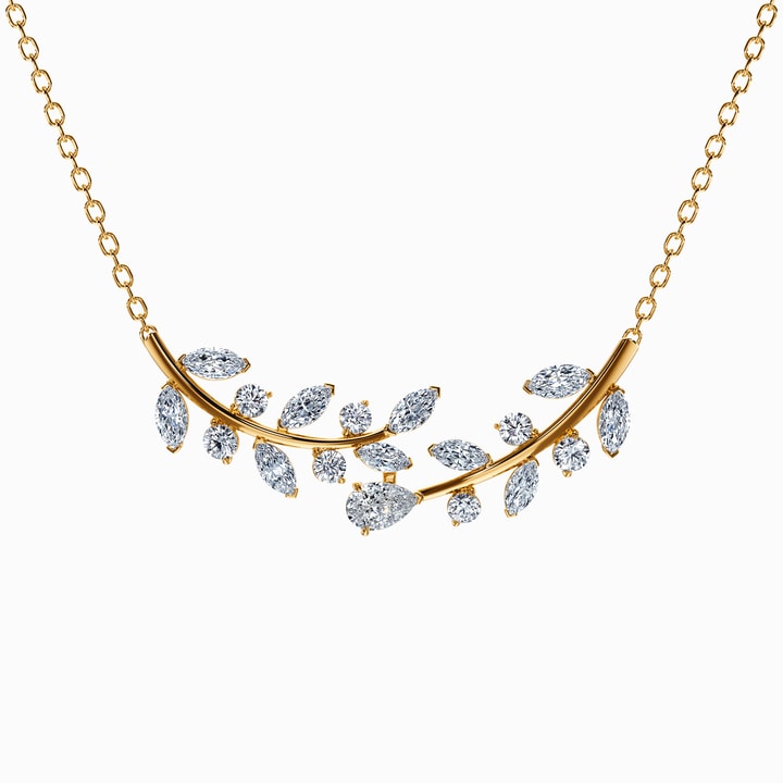 Mix Shape Lab Diamond Leaf Pendant in Yellow Gold (2.50 Carat)